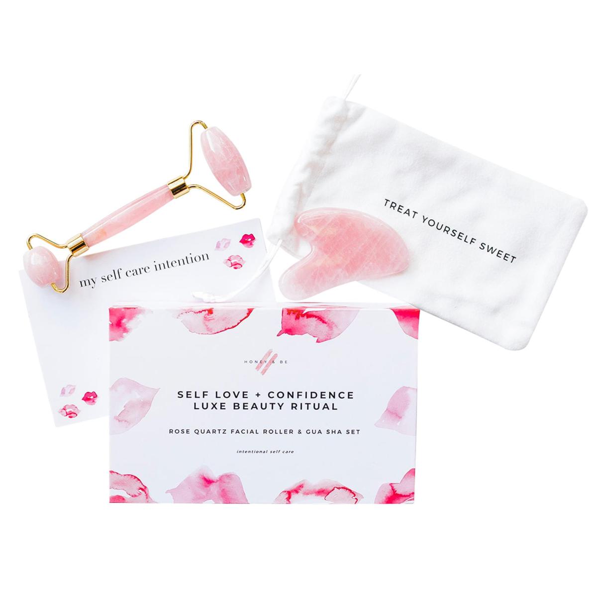 Honey And Be Rose Quartz Facial Roller And Gua Sha Set 9360069 Hsn