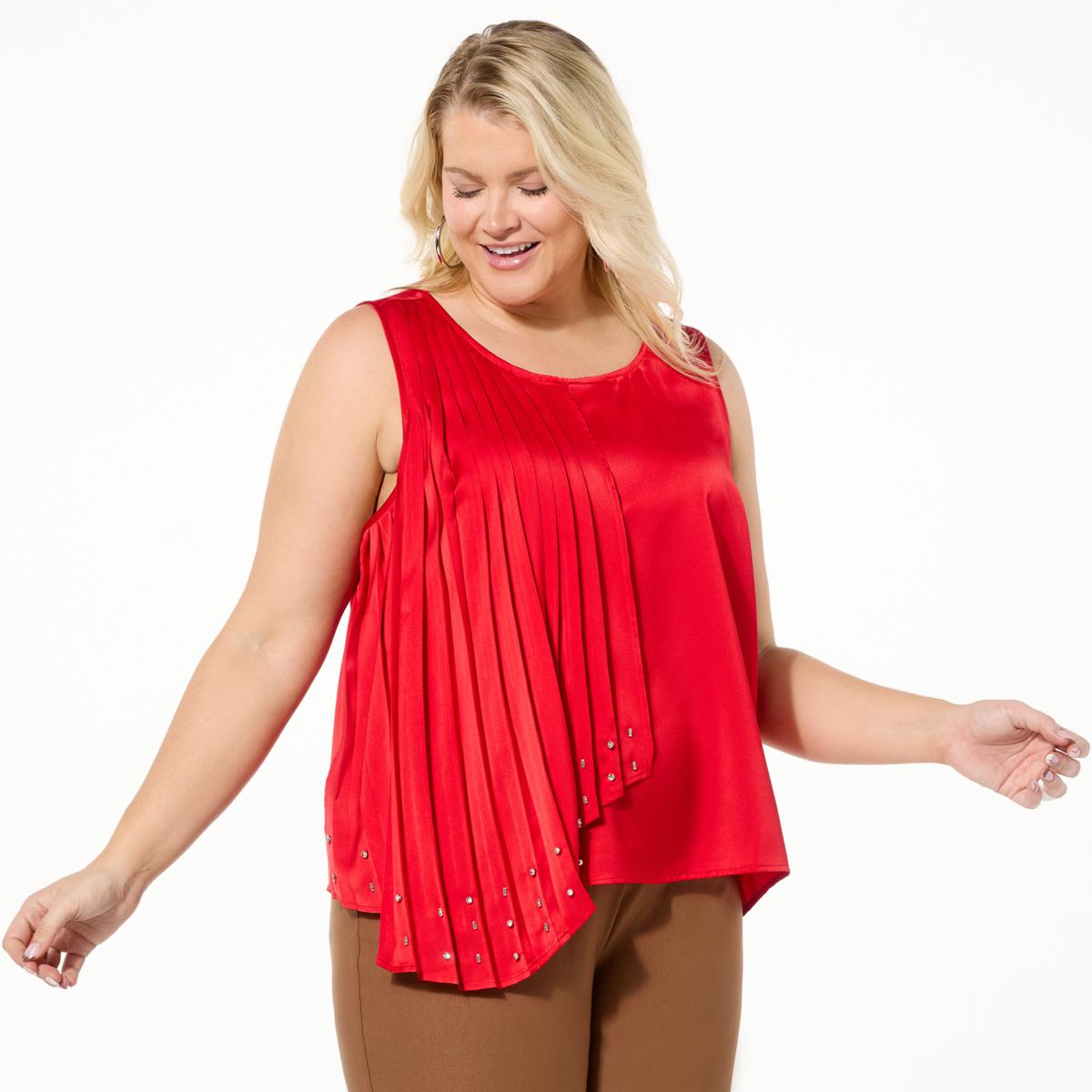IMAN Global Chic Tank Top with Embellished Pleated Panel | HSN