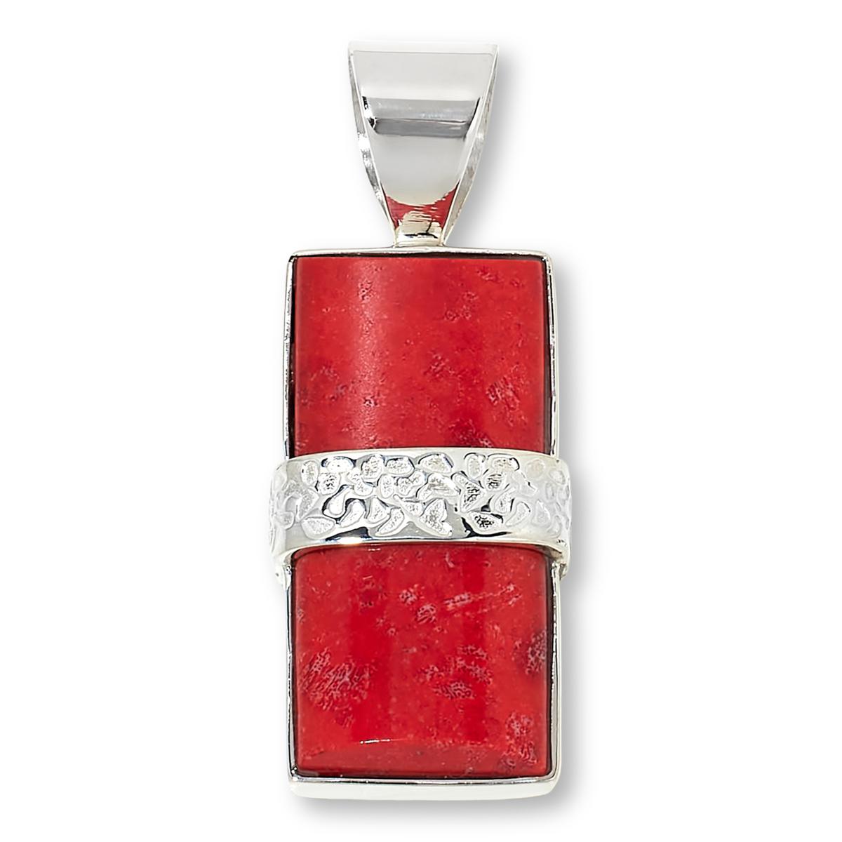 Jay King Sterling Silver Red Coral Rectangular Pendant | HSN
