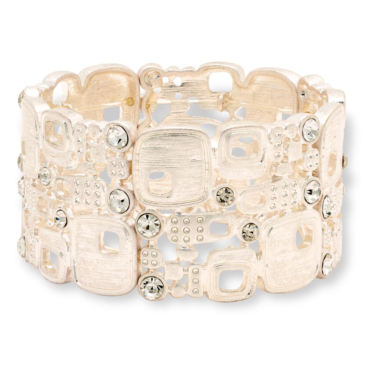 MarlaWynne Heritage Bezel Crystal Wide Stretch Bracelet | HSN