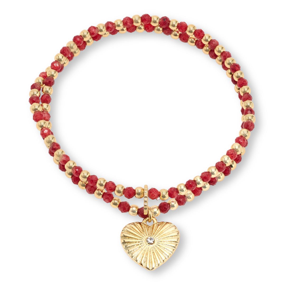 Marlyn by Marlyn Schiff Bead Wrap Heart Charm Bracelet | HSN