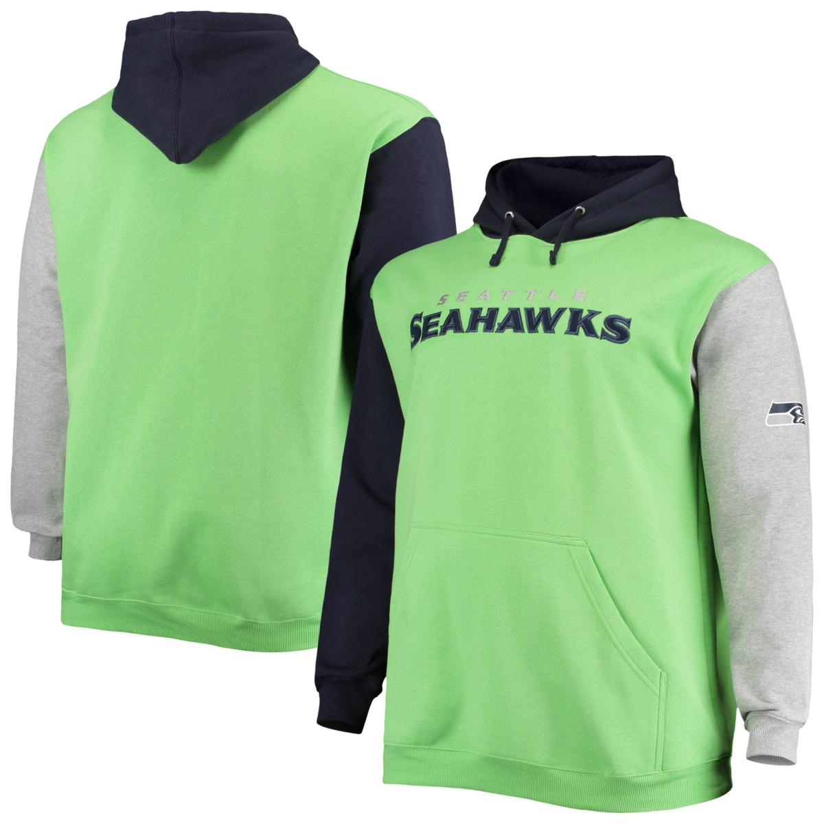 Men's College Navy/Neon Green Seattle Seahawks Big & Tall Pullover ...