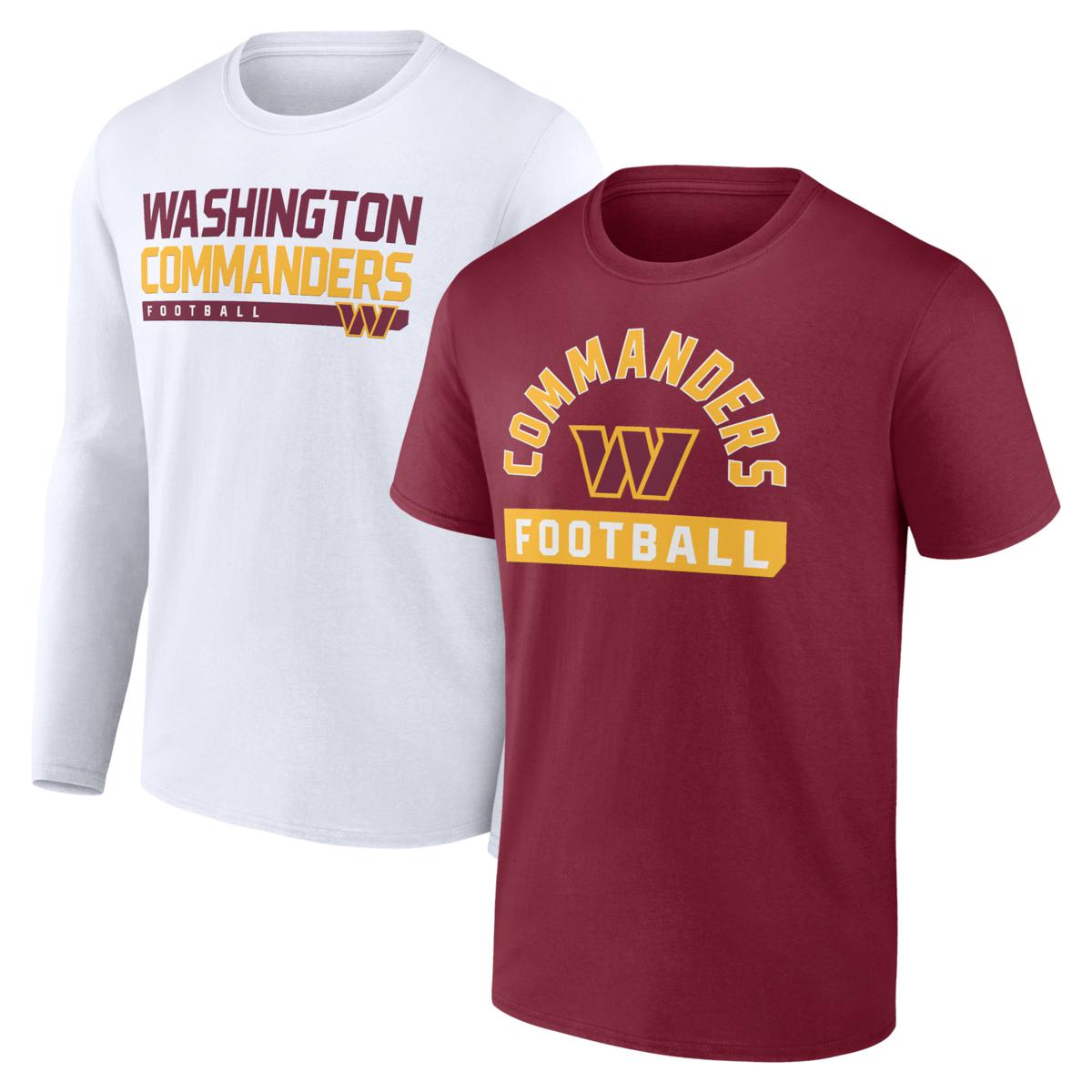 Men's Fanatics Burgundy/White Washington Commanders Two-Pack 2023 ...