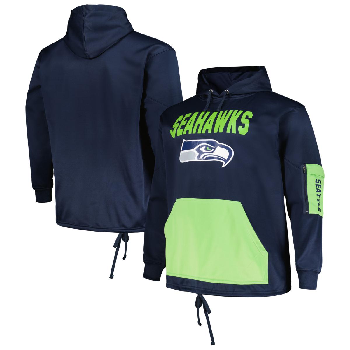 Men's Fanatics College Navy Seattle Seahawks Big & Tall Pullover Hoodie ...