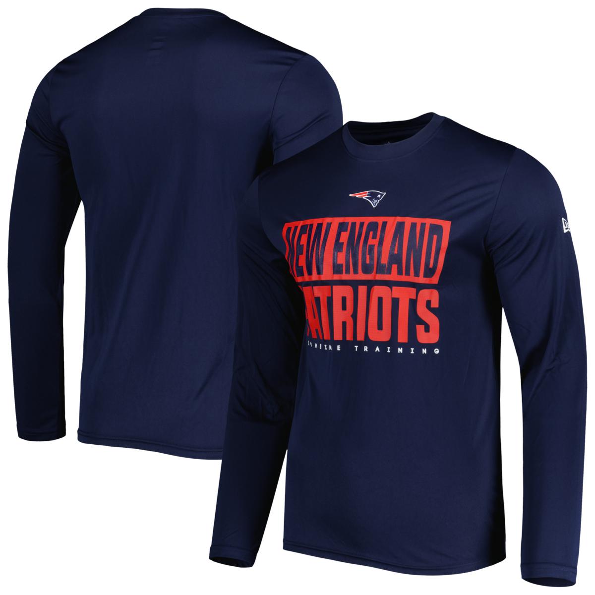 Men's New Era Navy New England Patriots Combine Authentic Offsides Long Sleeve T-Shirt ...