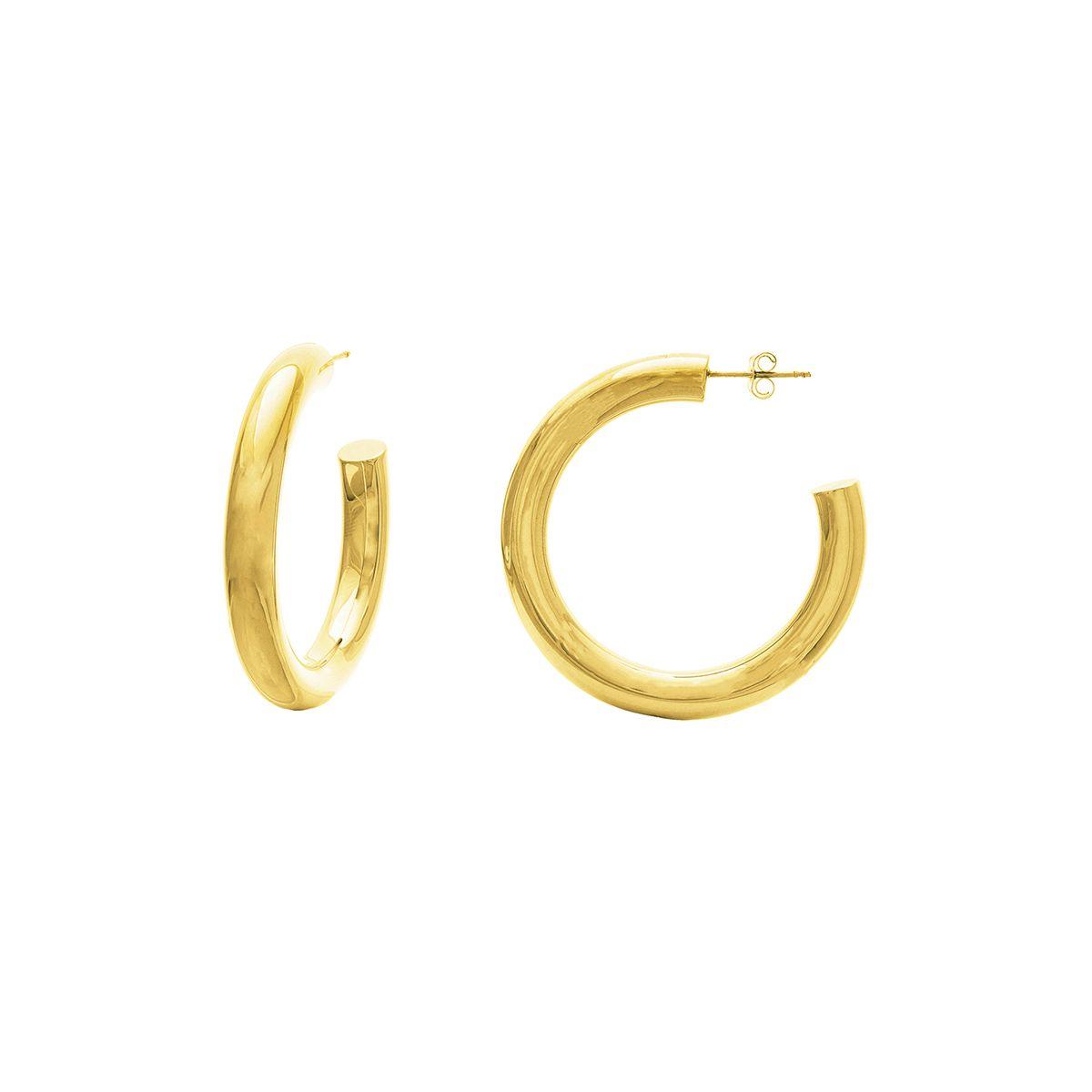 Midas Chain 14K Yellow Gold Open Hoop Earrings - 6x40mm - 20181511 | HSN