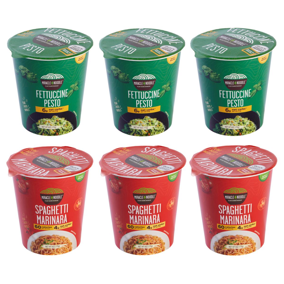 Miracle Noodle 6-pack Combo Spaghetti Pesto & Marinara Noodle Cups | HSN