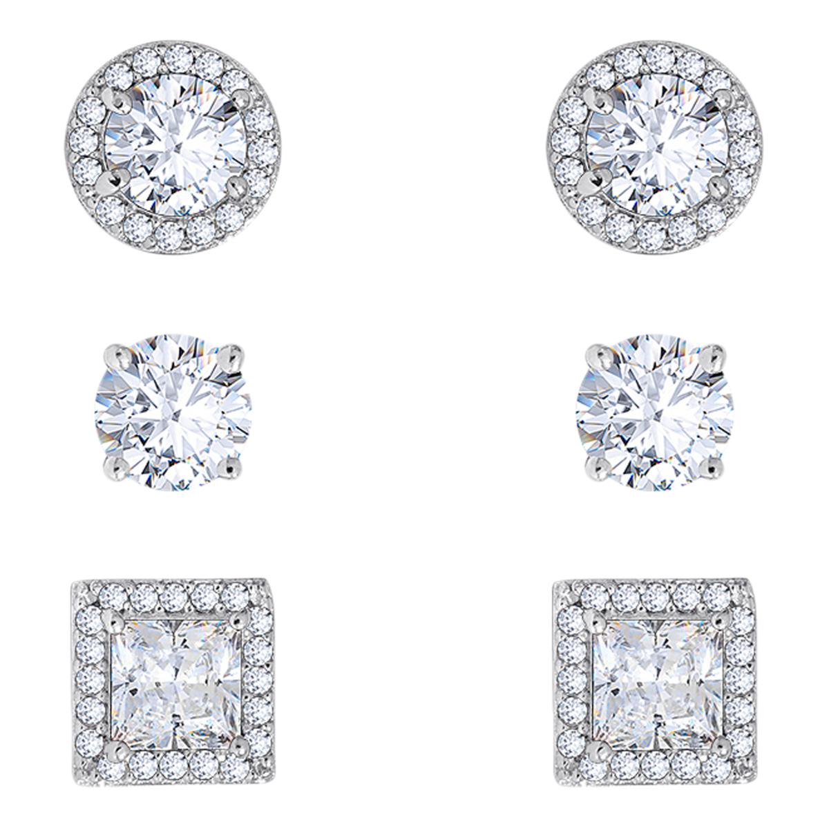 Radiance by Absolute™ 11.58ctw Round Halo Stud Earrings 3-piece Set | HSN