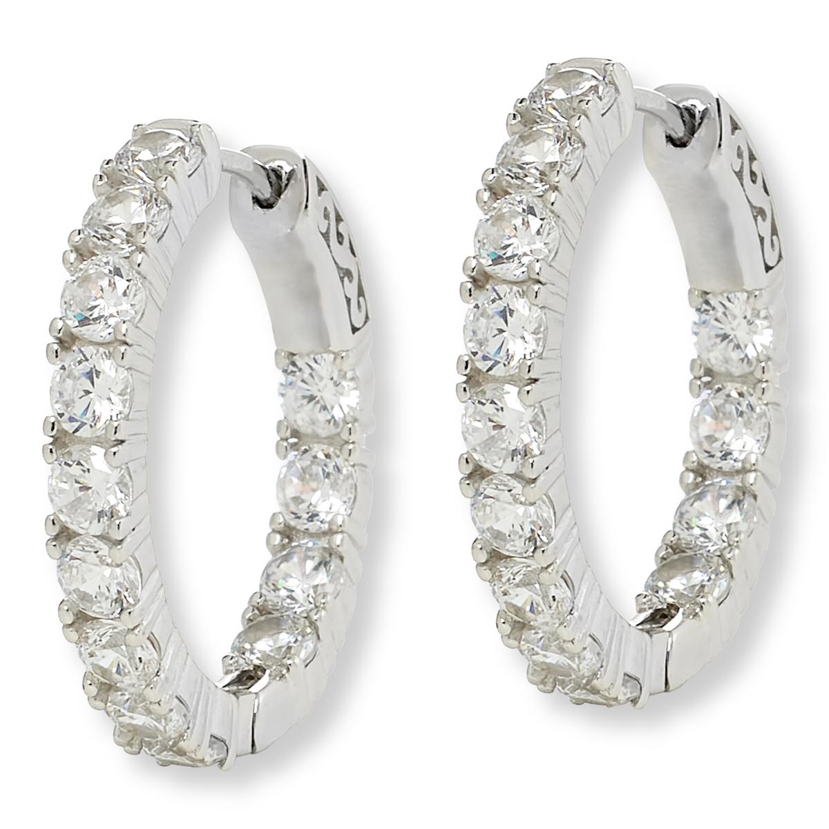 Radiance by Absolute™ 4.68ctw Inside-Outside Round Pavé Hoop Earri ...