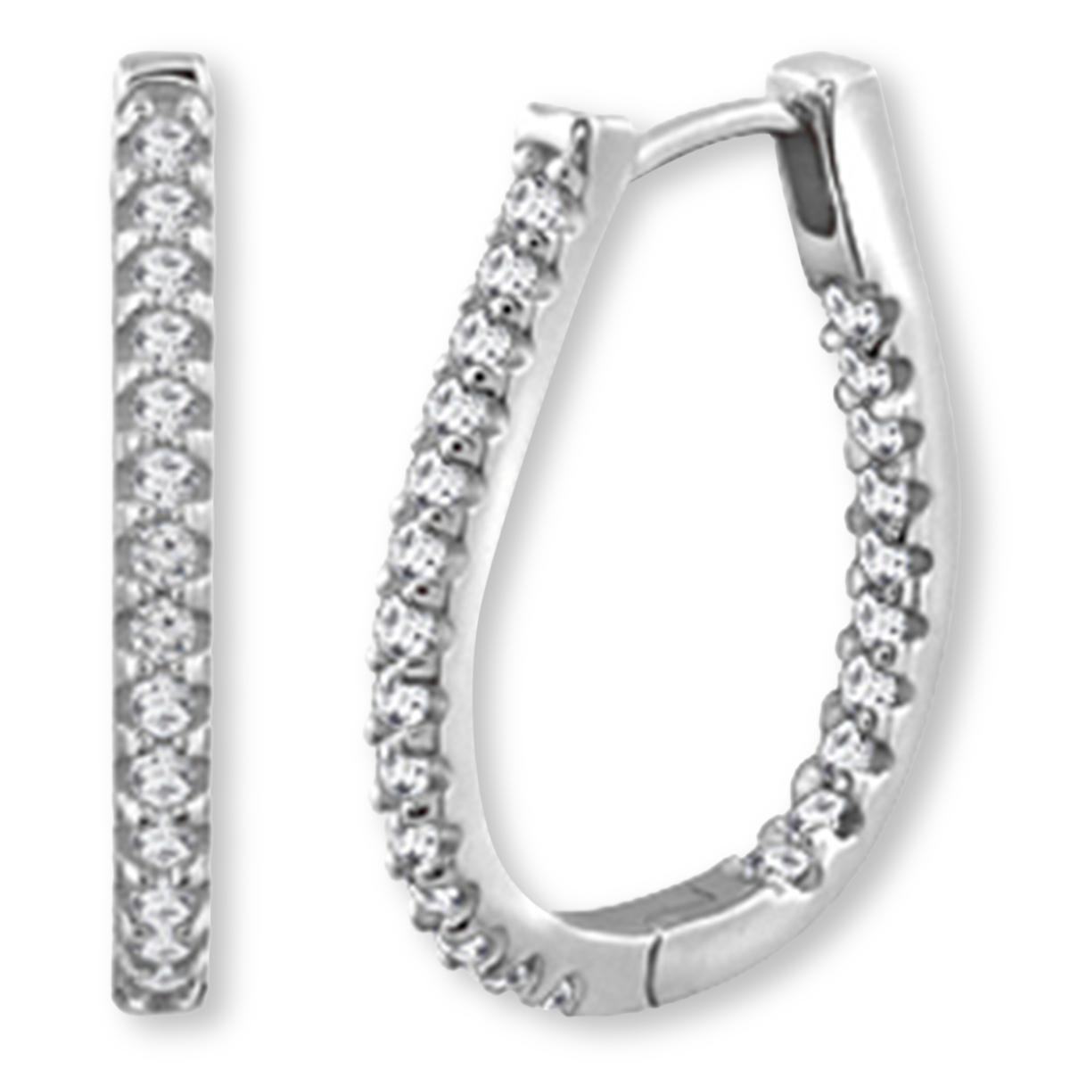 Radiance by Absolute™ Platinum-Plated 0.77ctw Oval Hoop Earrings | HSN
