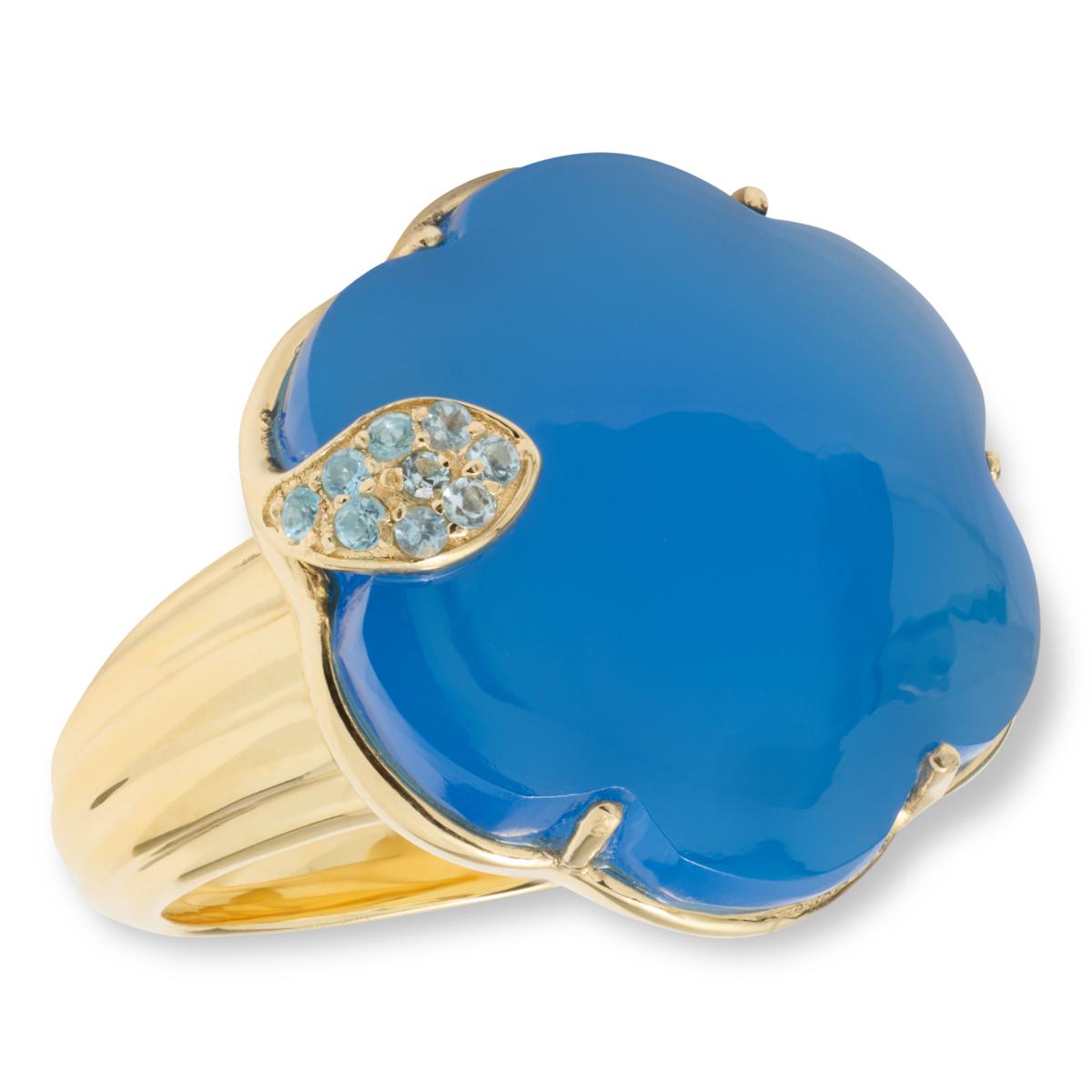 Rarities Gold-Plated Blue Chalcedony & Blue Topaz Flower Ring | HSN