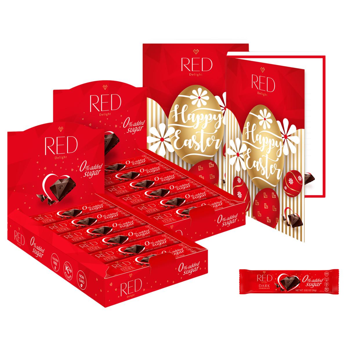 RED Chocolate 24-count Dark Chocolate Bars w/Easter Card | HSN