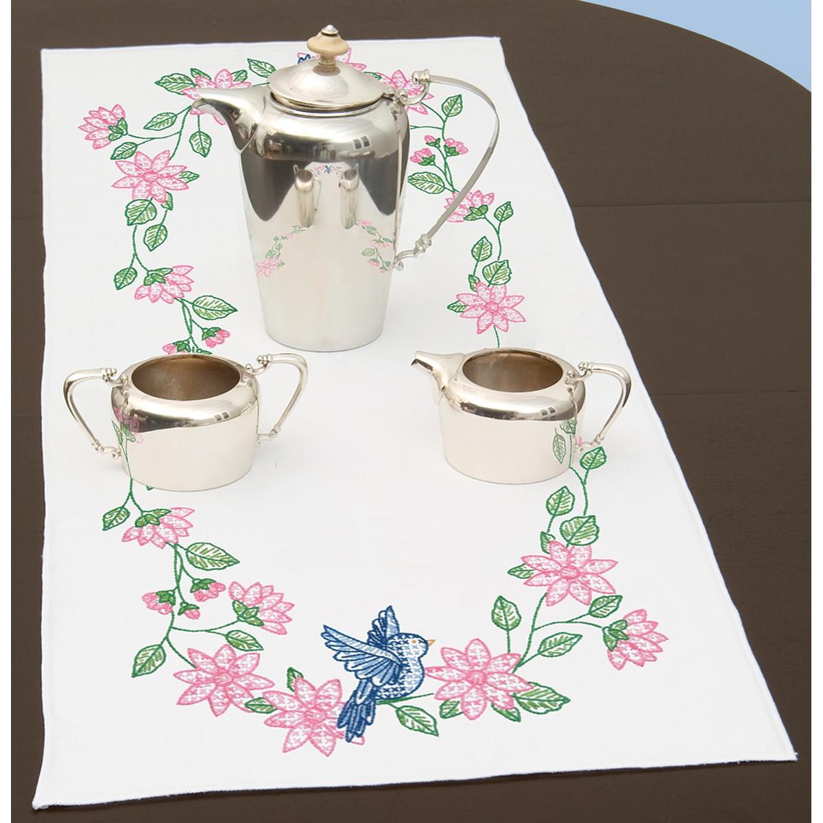 Jack Dempsey Stamped Table Runner/Scarf 15X42 - Birds - 6661556 | HSN