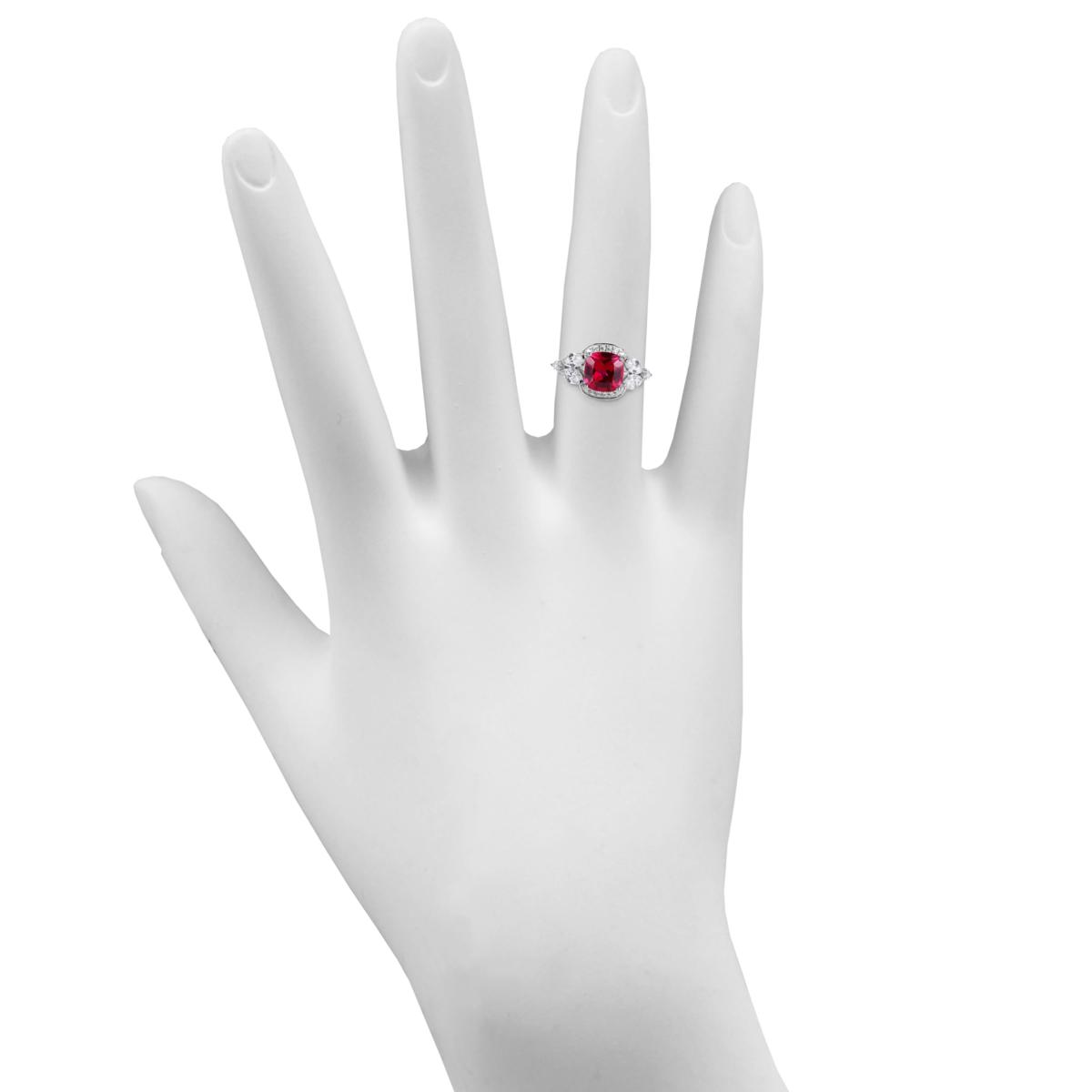 Paj Macao Sterling Silver Created Ruby and Cubic Zirconia Ring Metallic Size 8