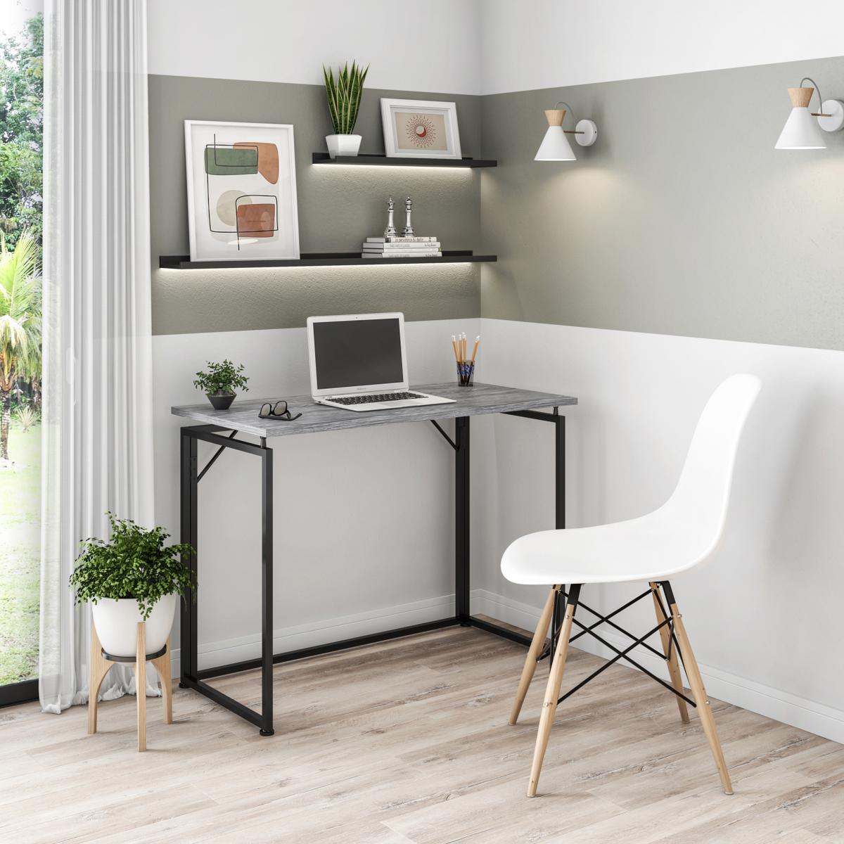 Techni Mobili Space Saving Folding Desk Grey 23229369 HSN