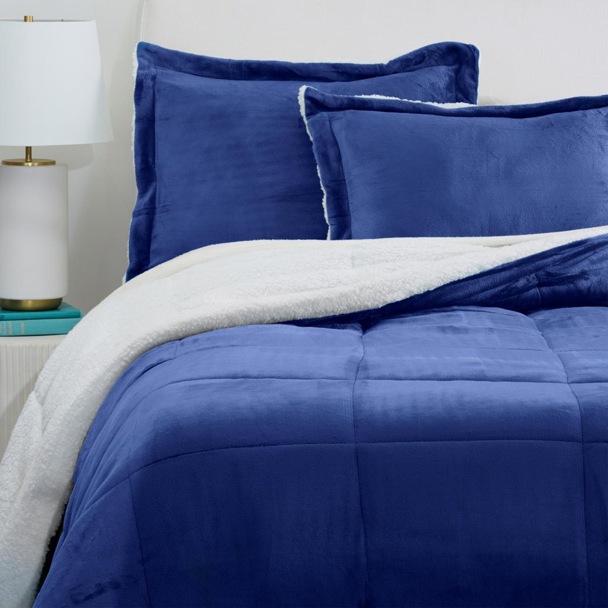 Warm & Cozy 3-Piece Plush-to-Sherpa Comforter Set - 23117126 | HSN